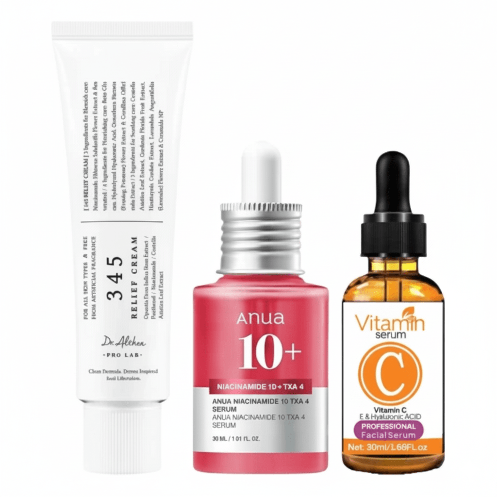 Anua Niacinamide Serum, 345 Barrier Relief Cream and Vitamin C Serum ...